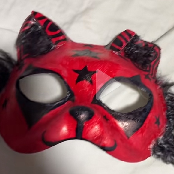 Other | Red Clown Themed Cat Mask With Ear And Cheek Fluff | Poshmark